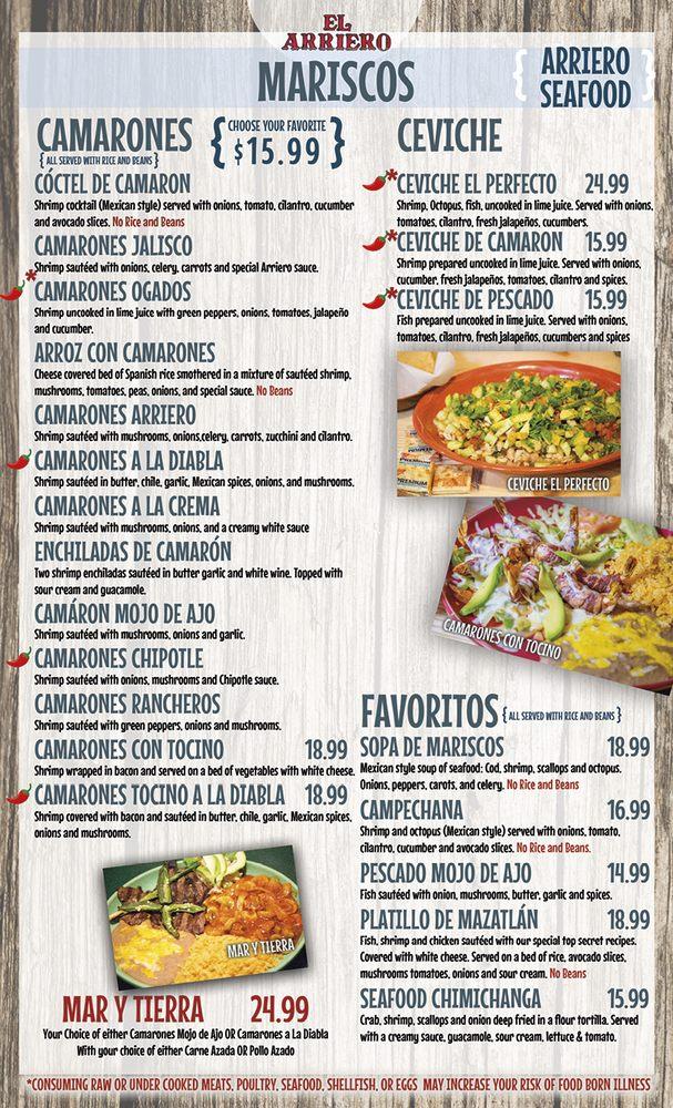 Menu at El Arriero restaurant, Medford, W Main St