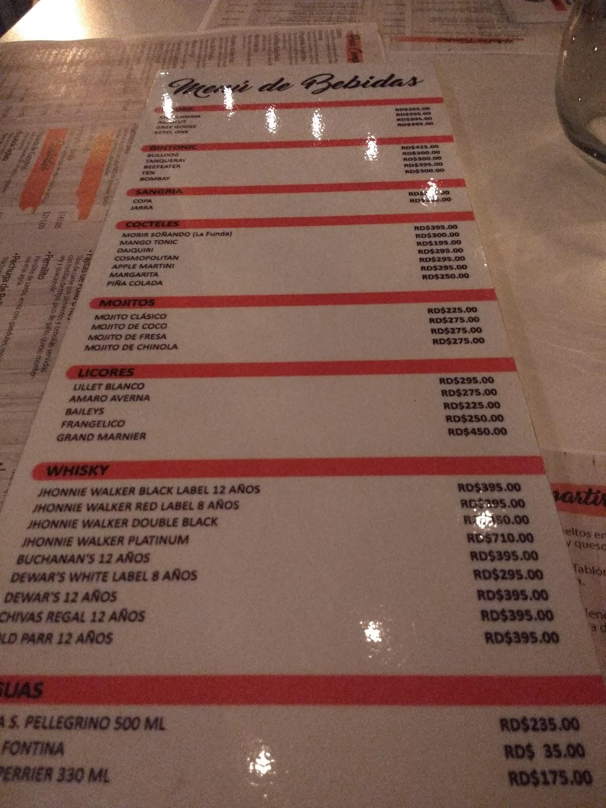 Menu at El Tablon Latino restaurant, Santiago De Los Caballeros, C. Del ...