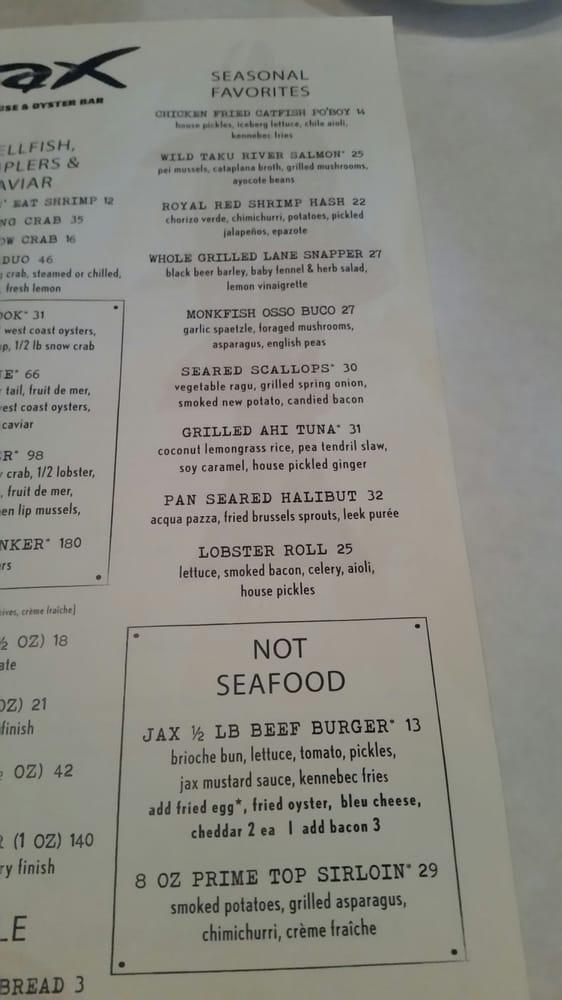 Menu at Jax Fish House & Oyster Bar - LoDo, Denver, 17th St