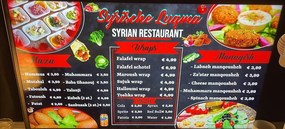 Menu at Syrian food, Amsterdam