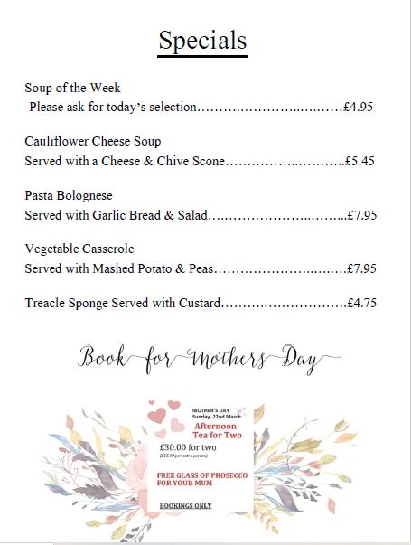 Menu at Bracklesham Bay Tea Rooms & Garden cafe, East Wittering