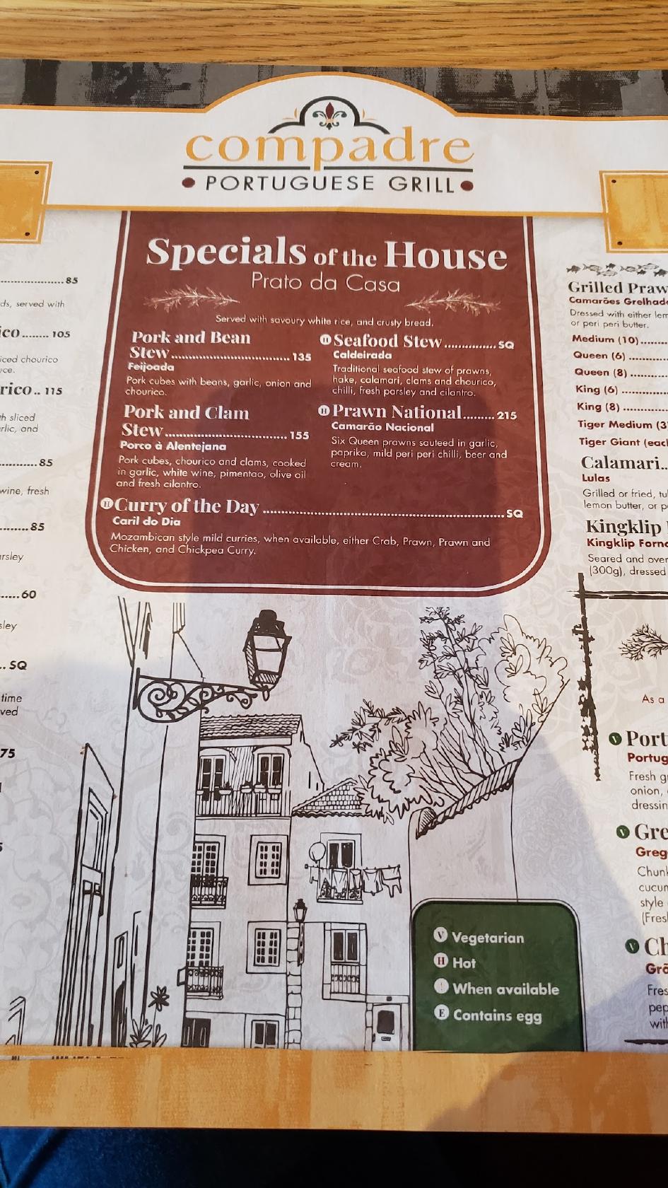 Menu at Compadre Portuguese Grill restaurant, Randburg