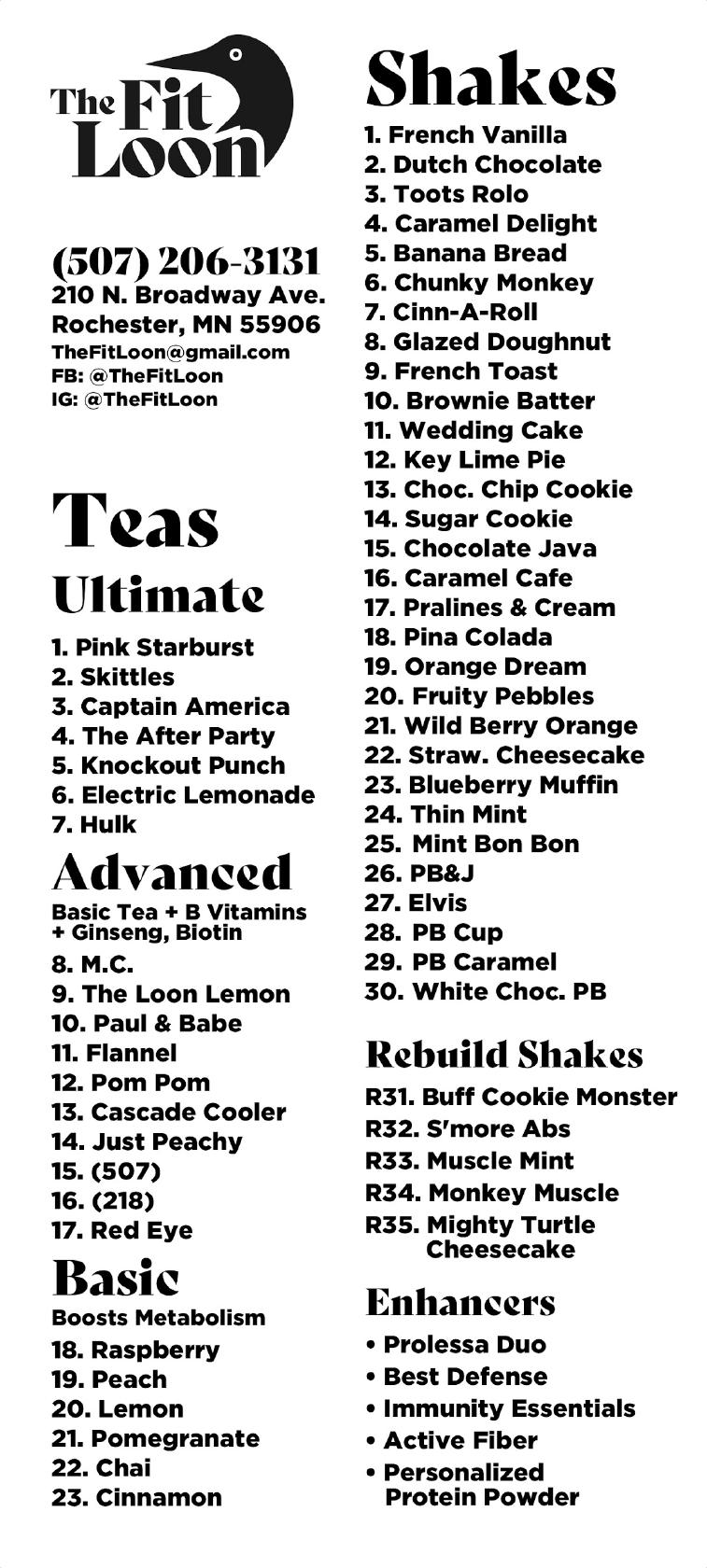 Menu at The Fit Loon pub & bar, Rochester