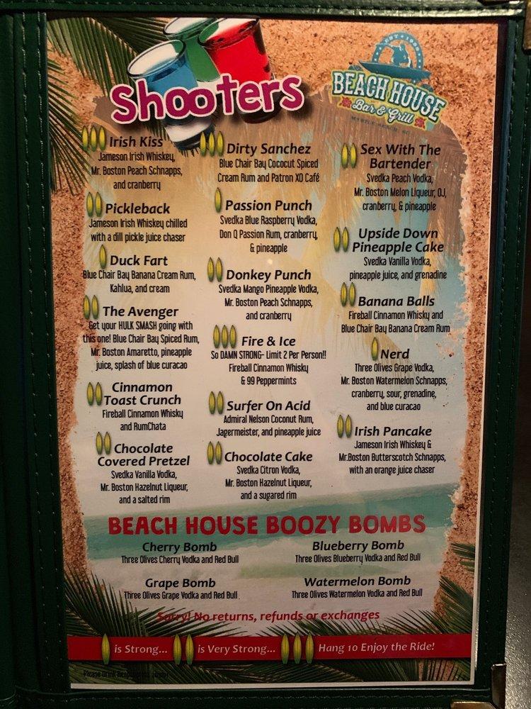 Menu at Beach House Bar & Grill, Myrtle Beach, N Ocean Blvd