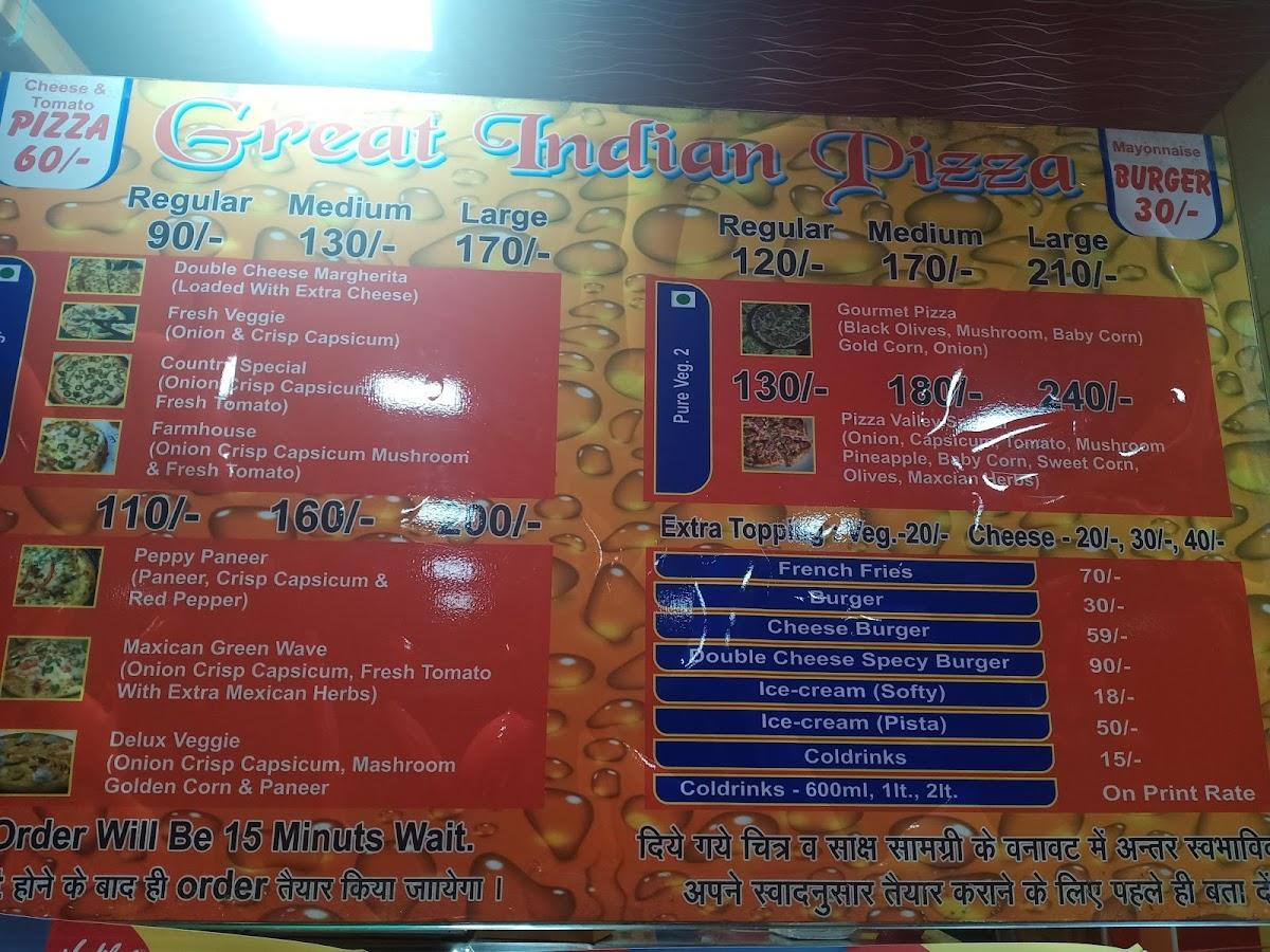 Menu at INDIAN PIZZA, Gajraula