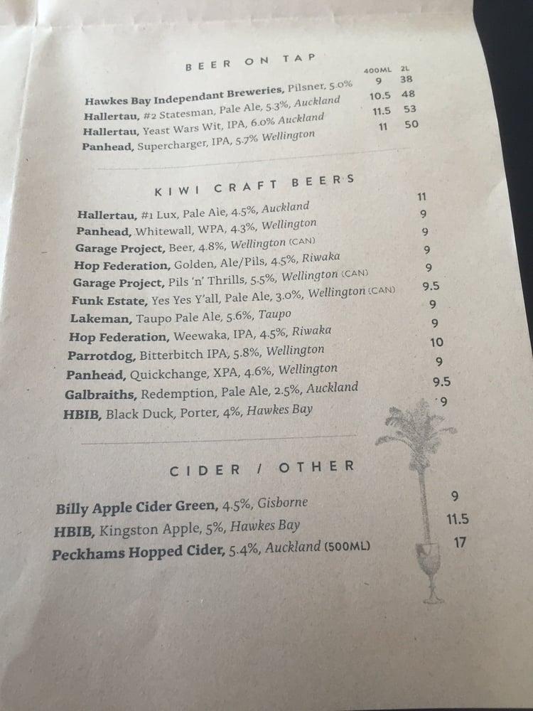 Menu at Little Jimmy pub & bar, Auckland