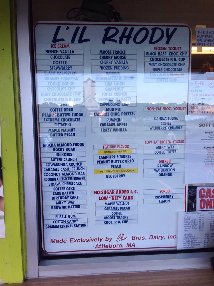 Menu at Little Rhody Ice Cream, West Warwick