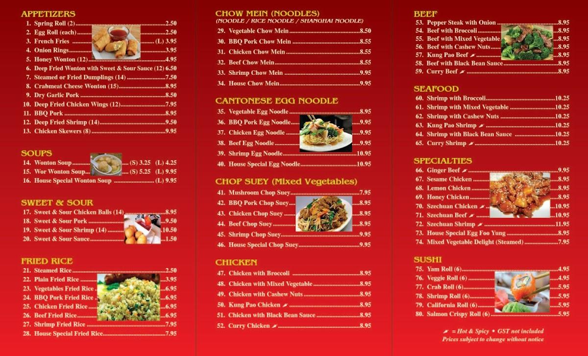 Menu at Panda King Buffet & Sushi restaurant, Westlock