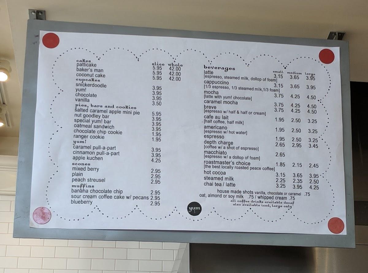 Menu at yum! Kitchen and Bakery, Saint Louis Park