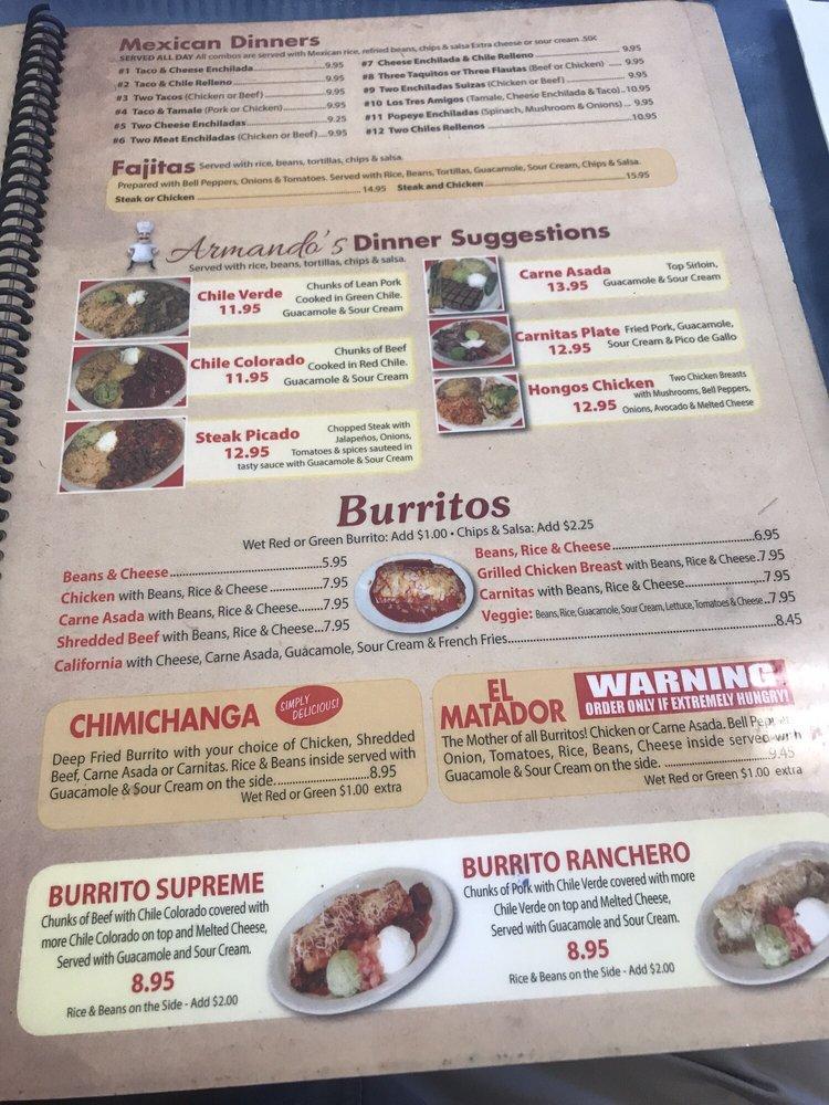 Menu at Brandon's Diner restaurant, Riverside, Indiana Ave