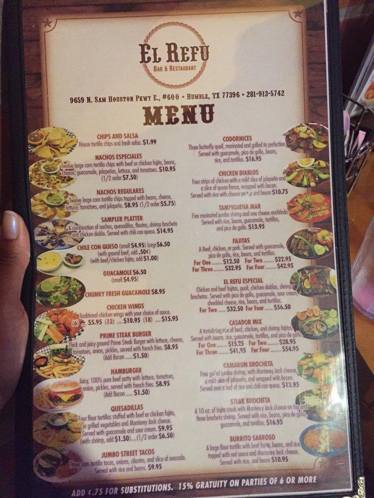Menu at El Refu pub & bar, Humble