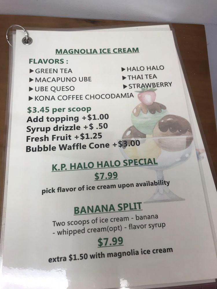 Menu at Kauai Partea cafe, Lihue