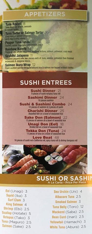 Menu at Kiku Japanese Steakhouse & Sushi Bar, Middletown