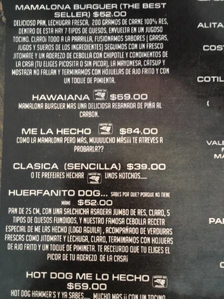 Menu at Me Las Hecho En México restaurant, Tlalnepantla de Baz, Museo ...