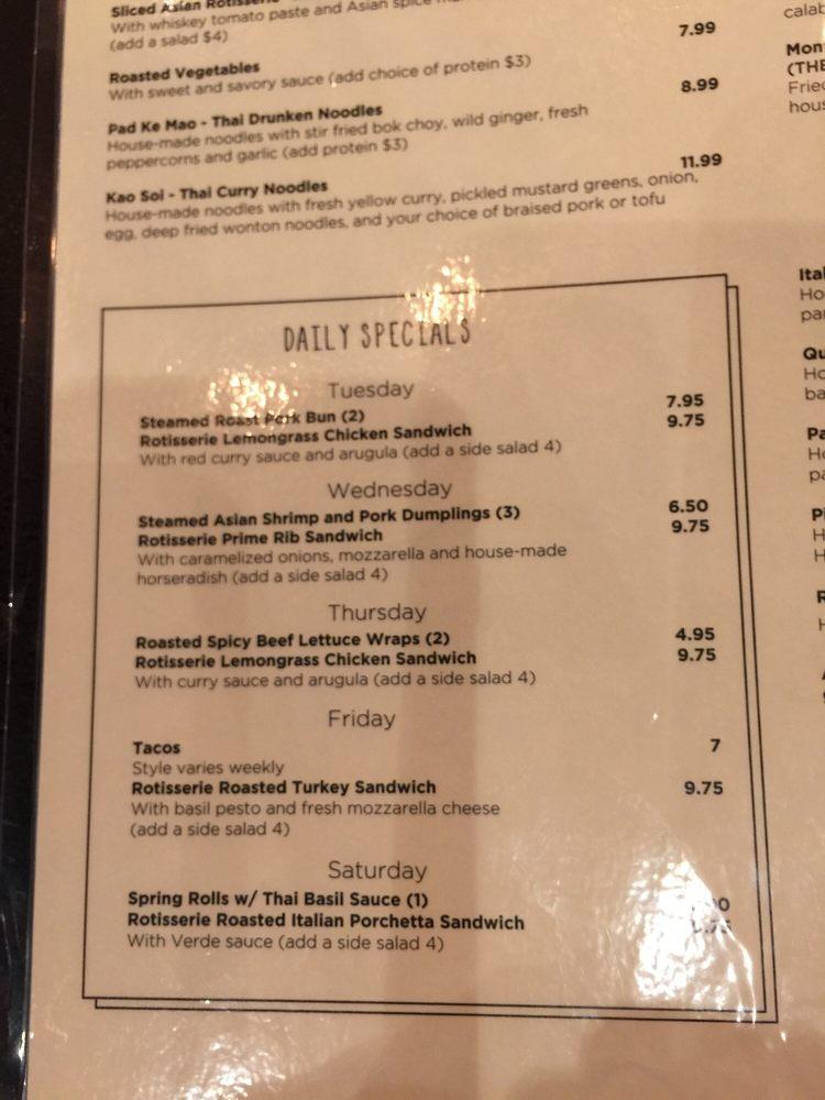 Menu at Pangea Kitchen pizzeria, Evansville
