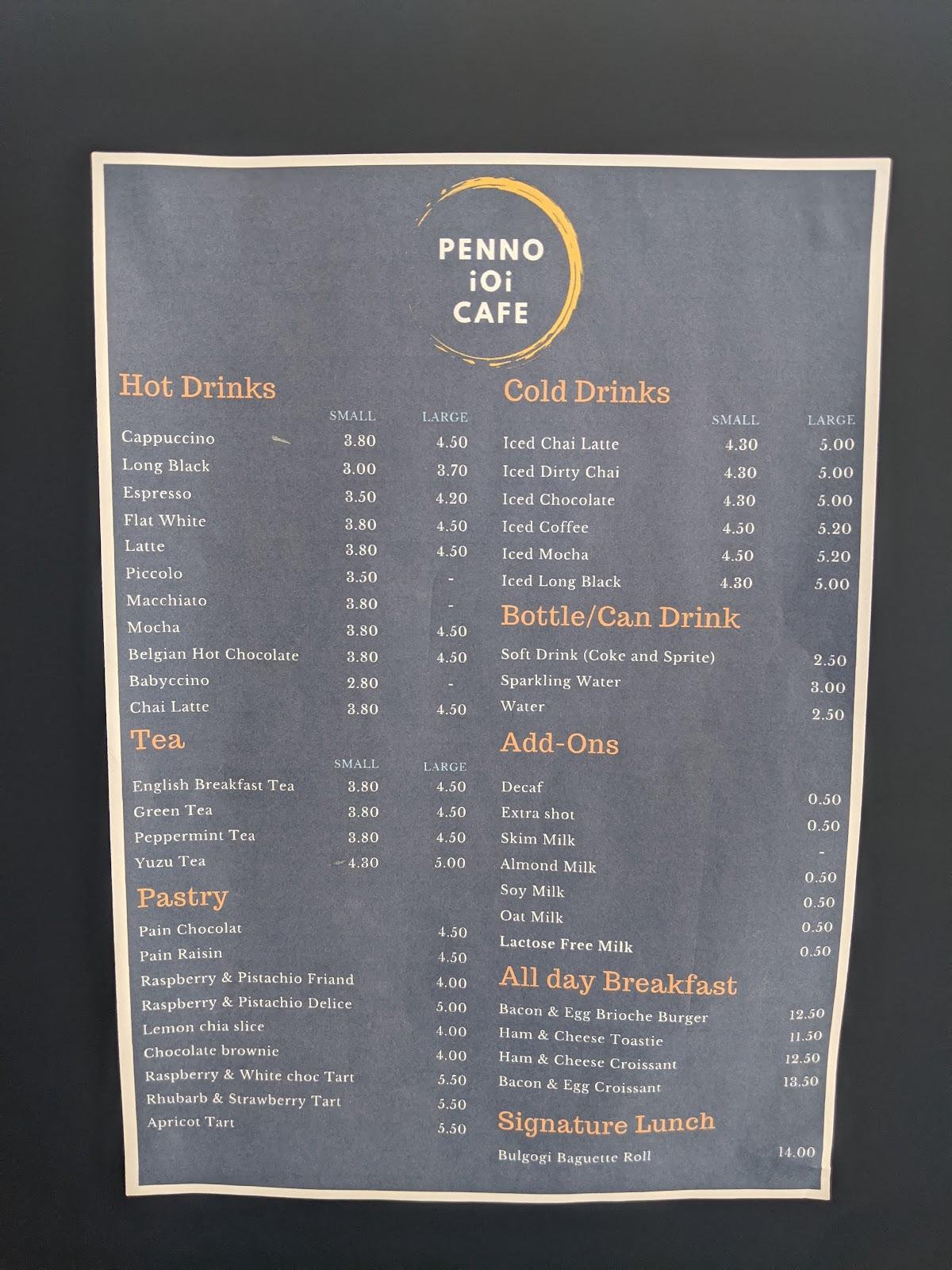 Menu at Penno iOi Cafe, Pennant Hills
