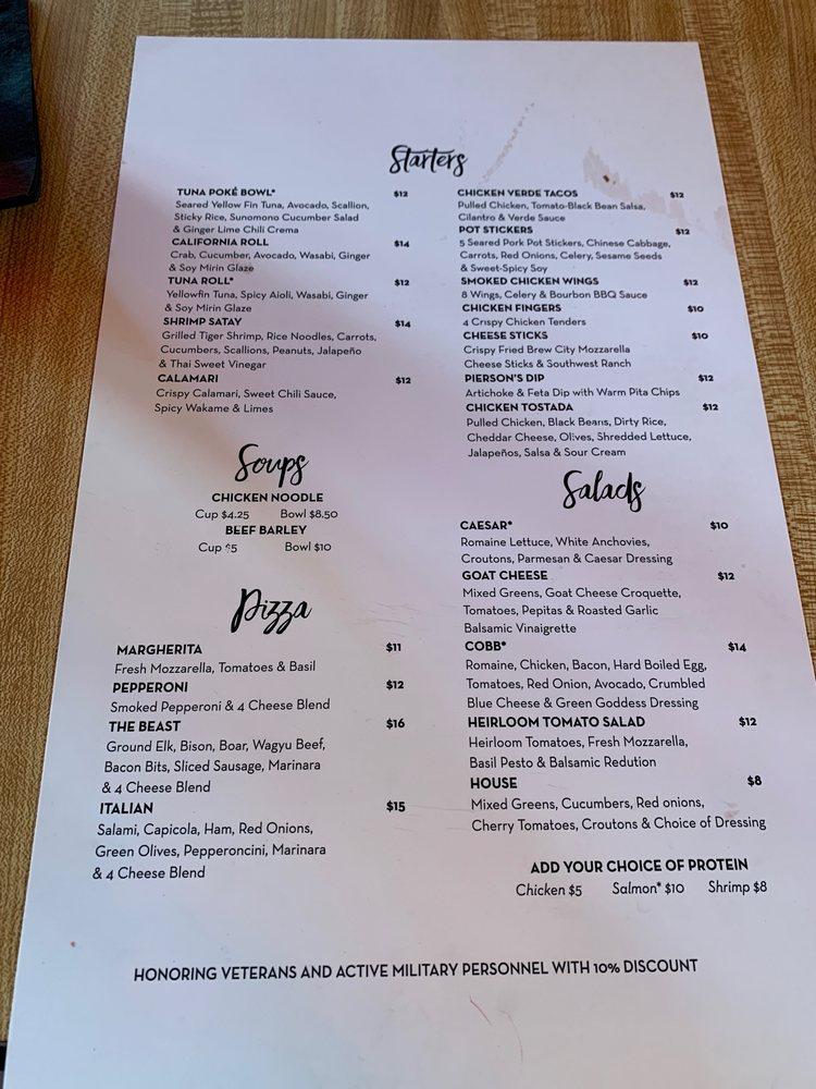 Menu at Pierson's Grille & Spirits pub & bar, Harbor Springs