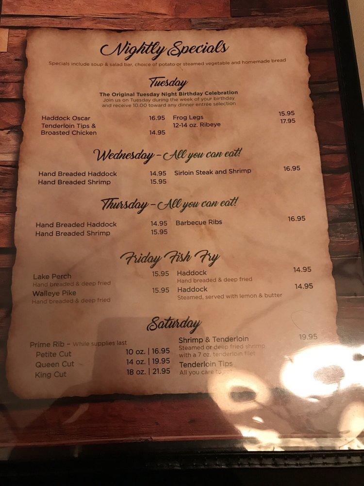 Menu at The Granary Supper Club, Sherwood