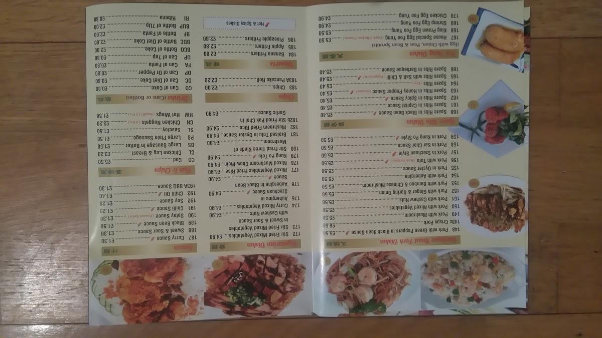 Menu at King's Takeaway fast food, London, 27 Pier Rd