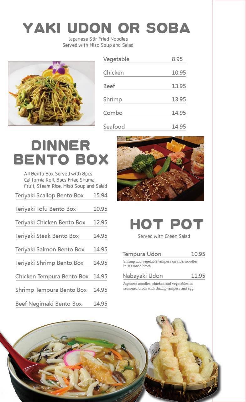 Menu at Mizu Sushi Bar & Grill, Niles