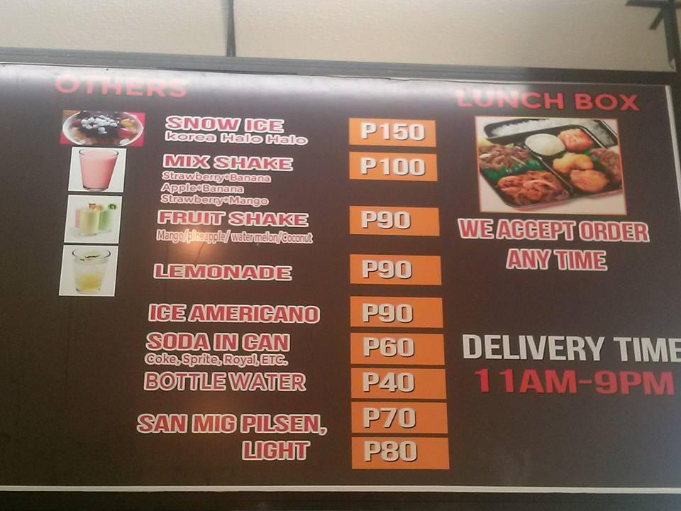 Menu at CHICKEN Tok restaurant, Puerto Princesa