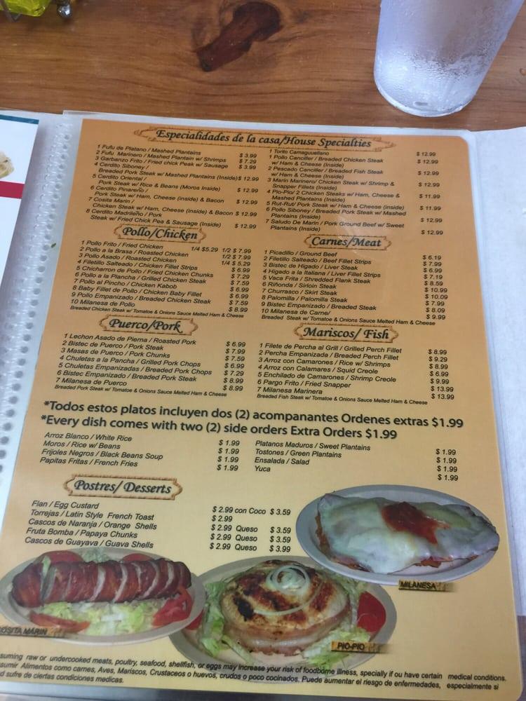 Menu at Casa Marin Restaurant, Hialeah, Palm Ave