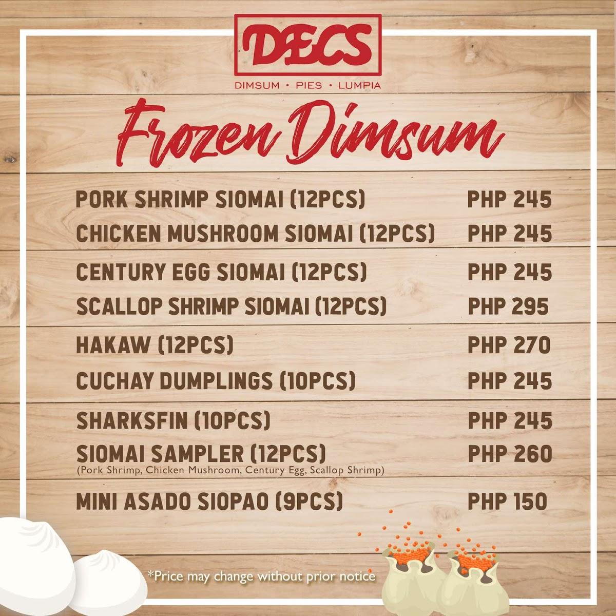 Menu at DECS Commissary restaurant, San Juan