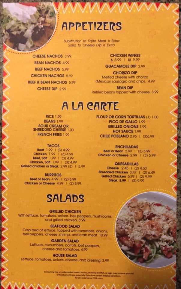 Menu at EL TORITO MEXICAN RESTAURANT, Logan