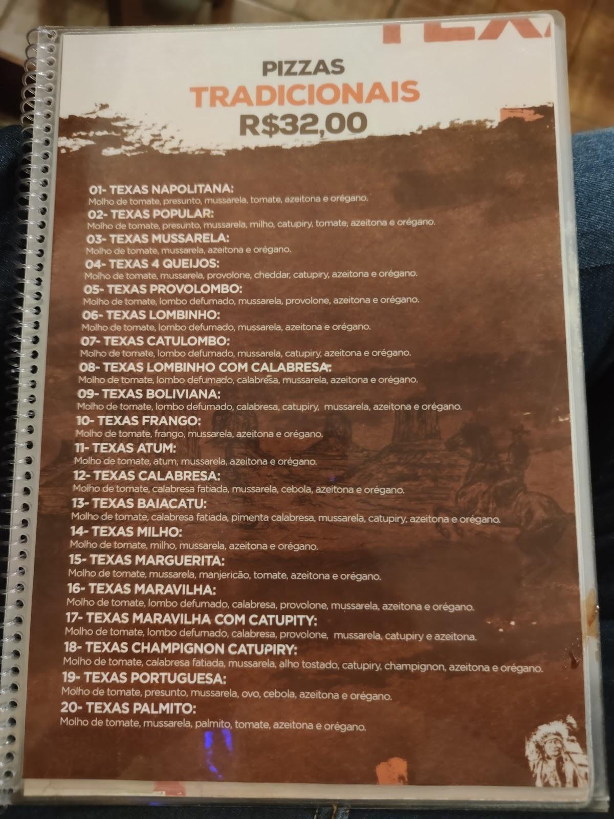 Menu at Hamburgueria Texas restaurant, Campo Belo