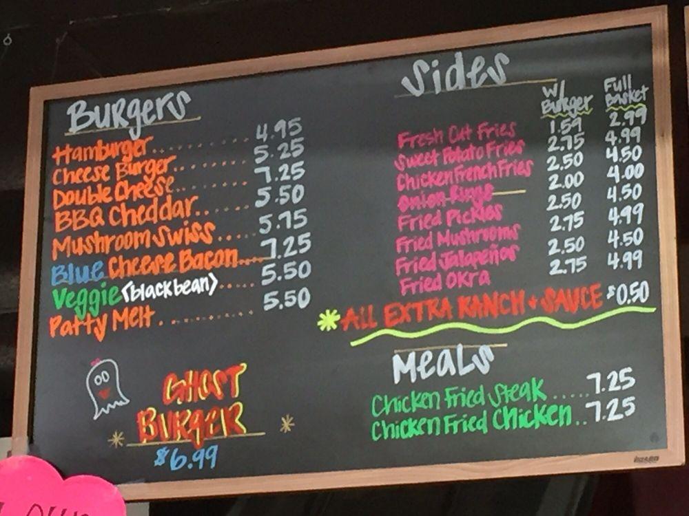 Menu at Hideout Burgers restaurant, Midlothian