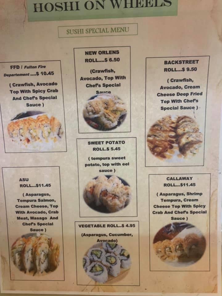 Menu at Hoshi Japanese Express Fulton restaurant, Fulton