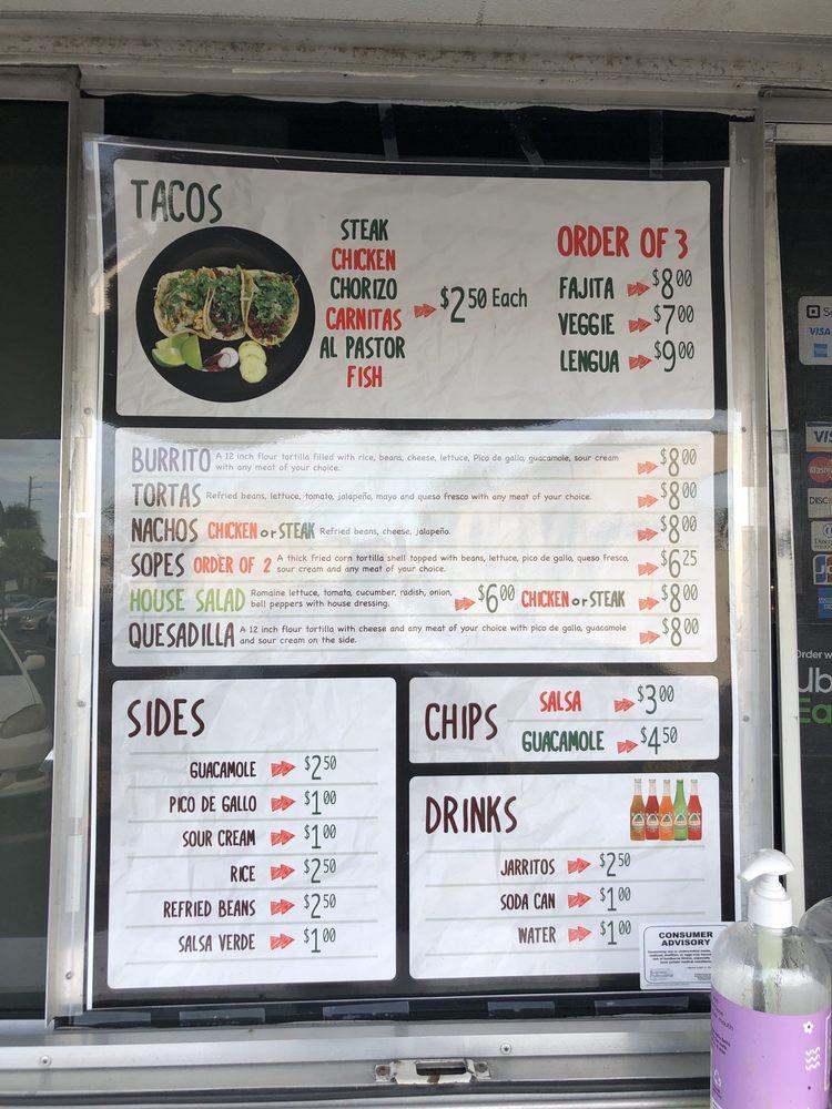 Menu at Mexiote restaurant, Hollywood