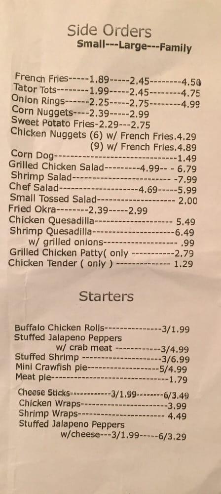 Menu at A-Bear's Kountry Kitchen restaurant, New Iberia