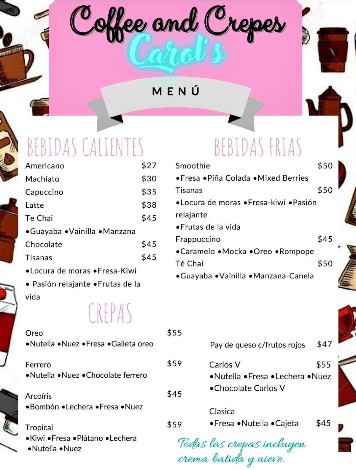 Menu at My little coffe, Tepic