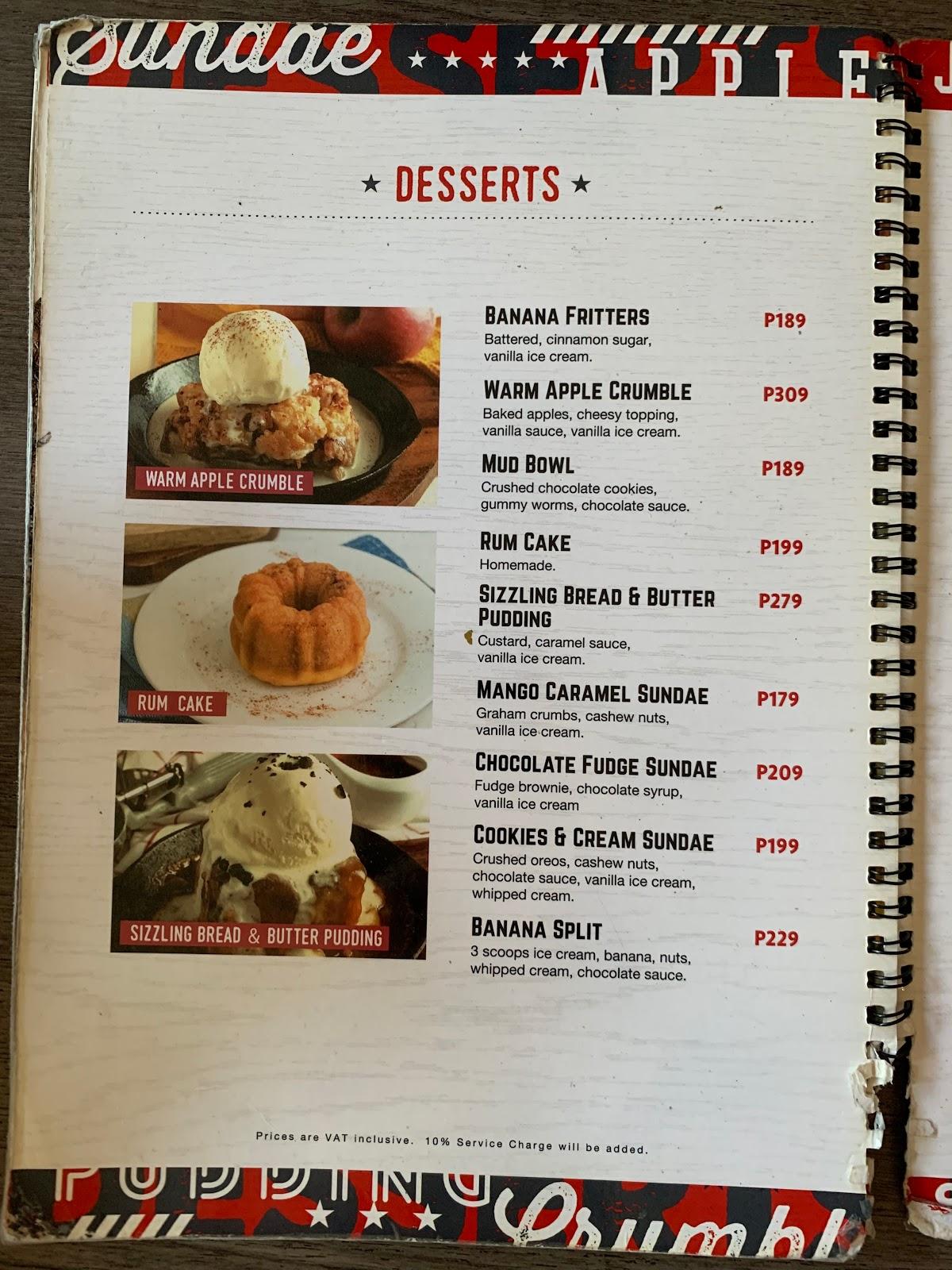 Menu at Tender Bobs restaurant, San Juan
