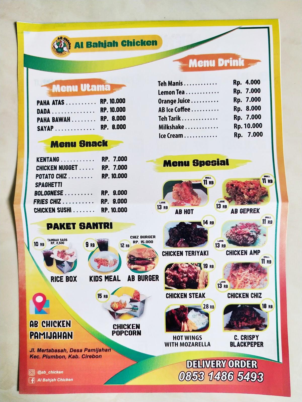 Menu at AB Chicken Pamijahan restaurant, Plumbon