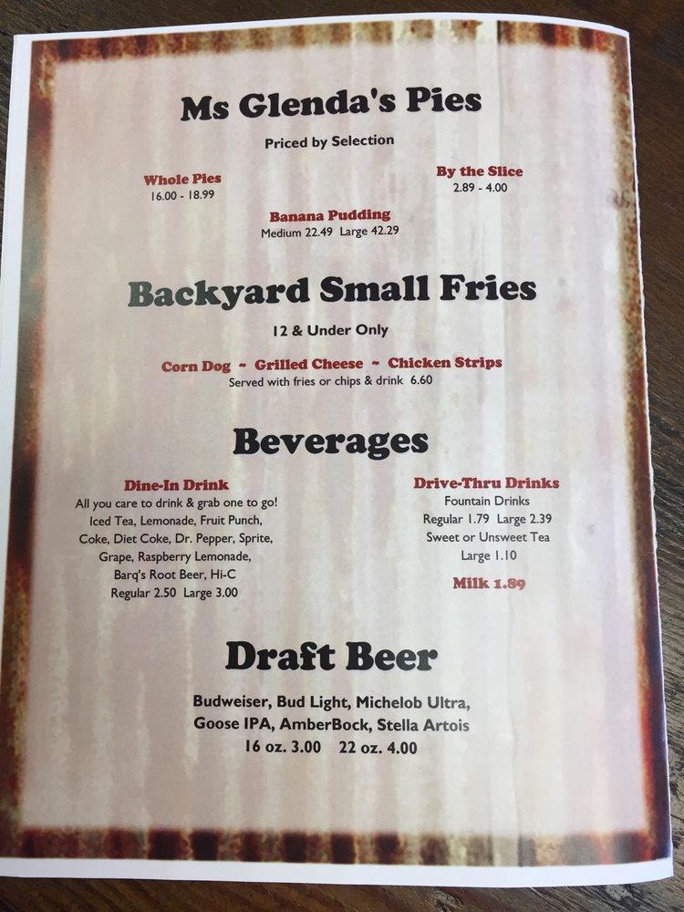 Menu at Backyard Barbeque Co, Magnolia