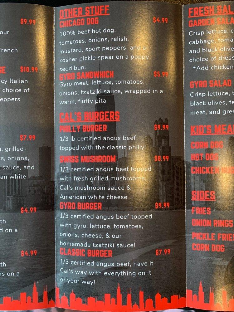 Menu at Cal's Chicago Style Eatery restaurant, Oklahoma City, Northwest ...