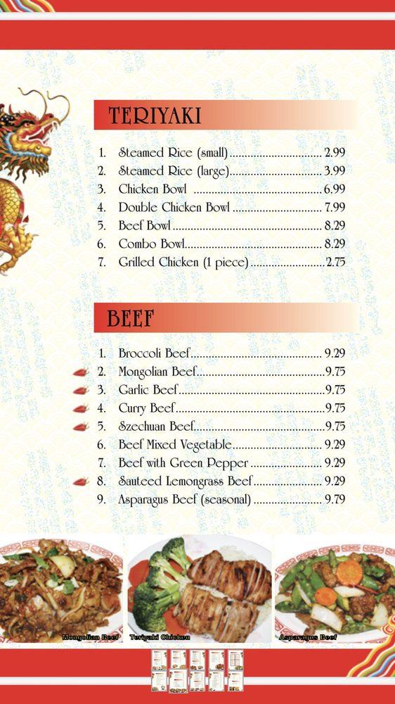 Menu at Golden Chopstix restaurant, Riverbank