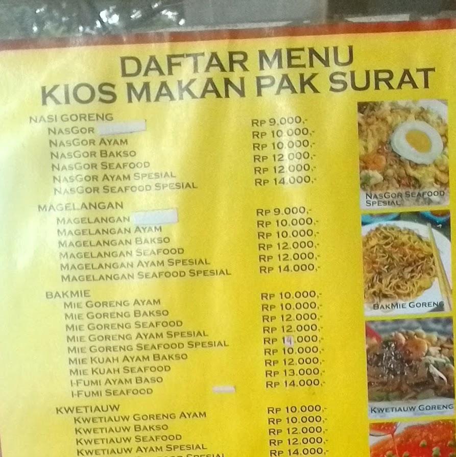 Carta del restaurante Kios Makan Pak Surat & Kedai Sup Buah, Sendangadi