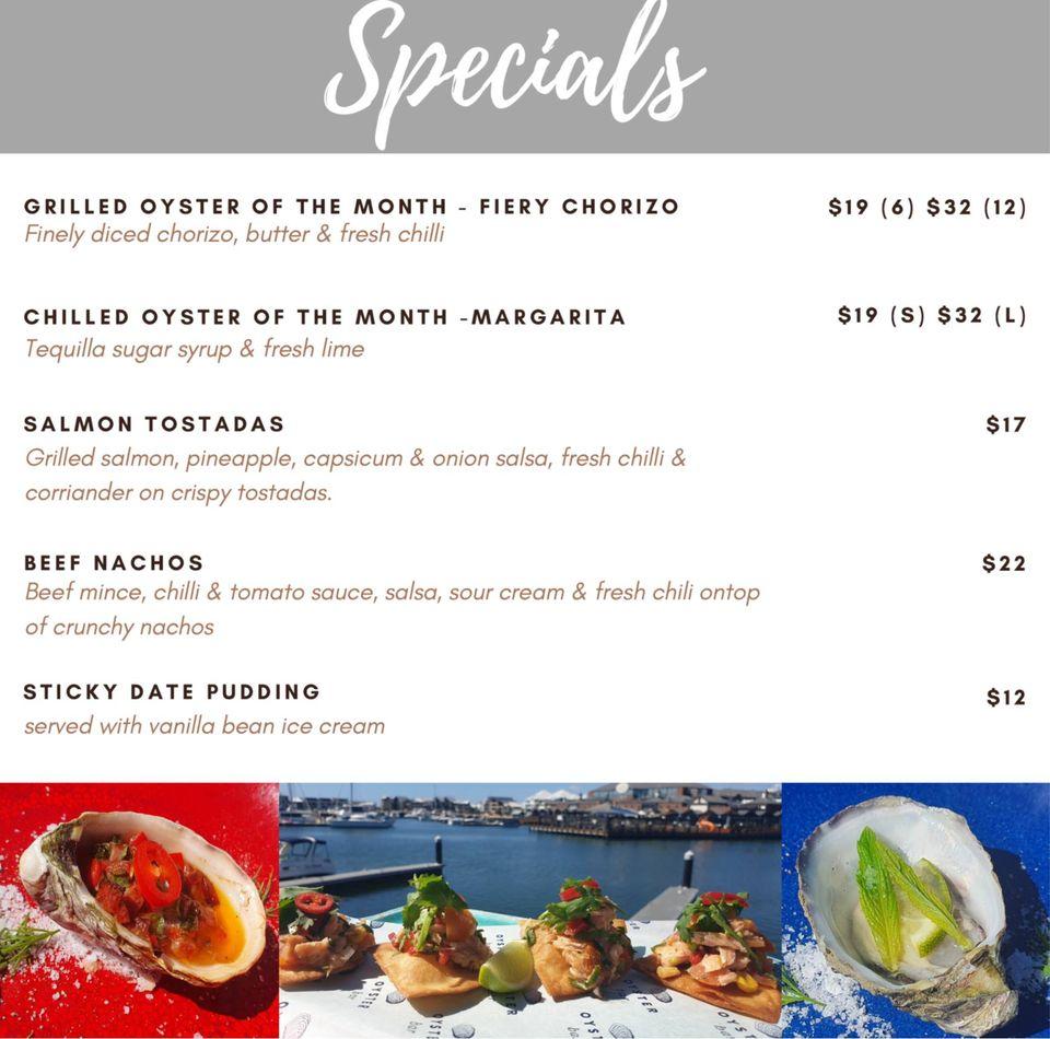 Menu at Oyster Bar Mandurah, Mandurah, The Palladio