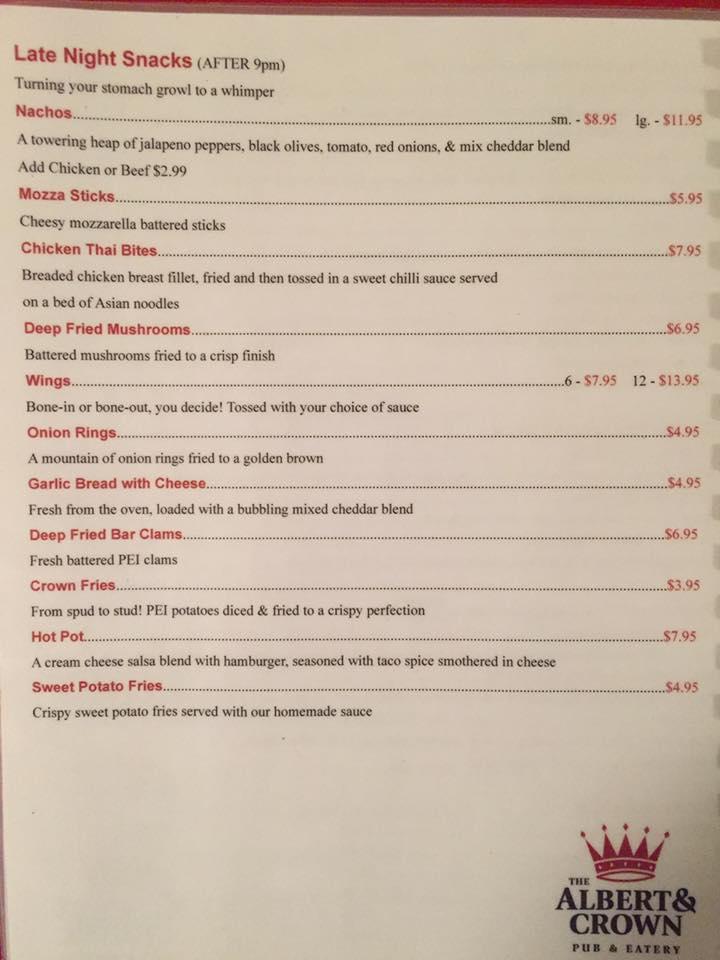 Menu at The Albert & Crown Pub, Alberton
