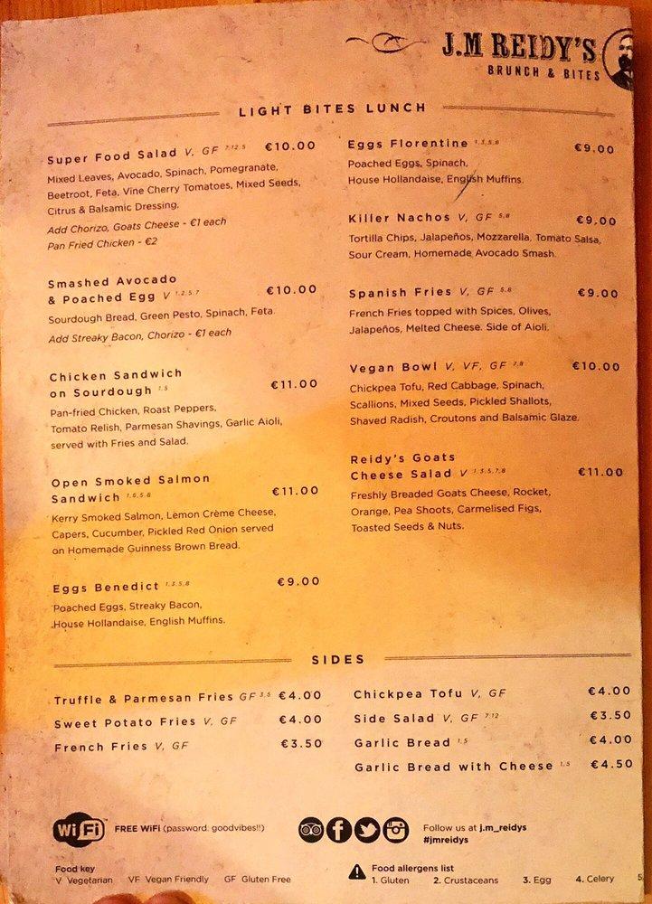 Menu at John M. Reidy pub & bar, Killarney, 4 Main St