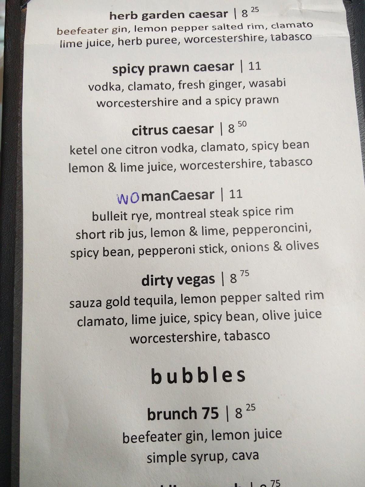 Menu at Lift Bar Grill View, Vancouver