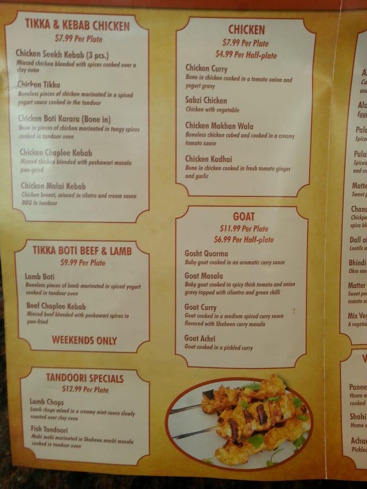 Menu at Shaheen Restaurant, Hicksville