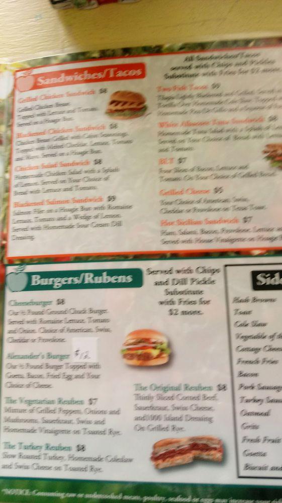 Menu at Apple Tree Cafe, Cincinnati