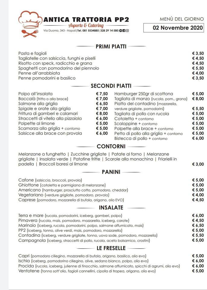 Menu da Antica Trattoria PP2 ristorante, Napoli