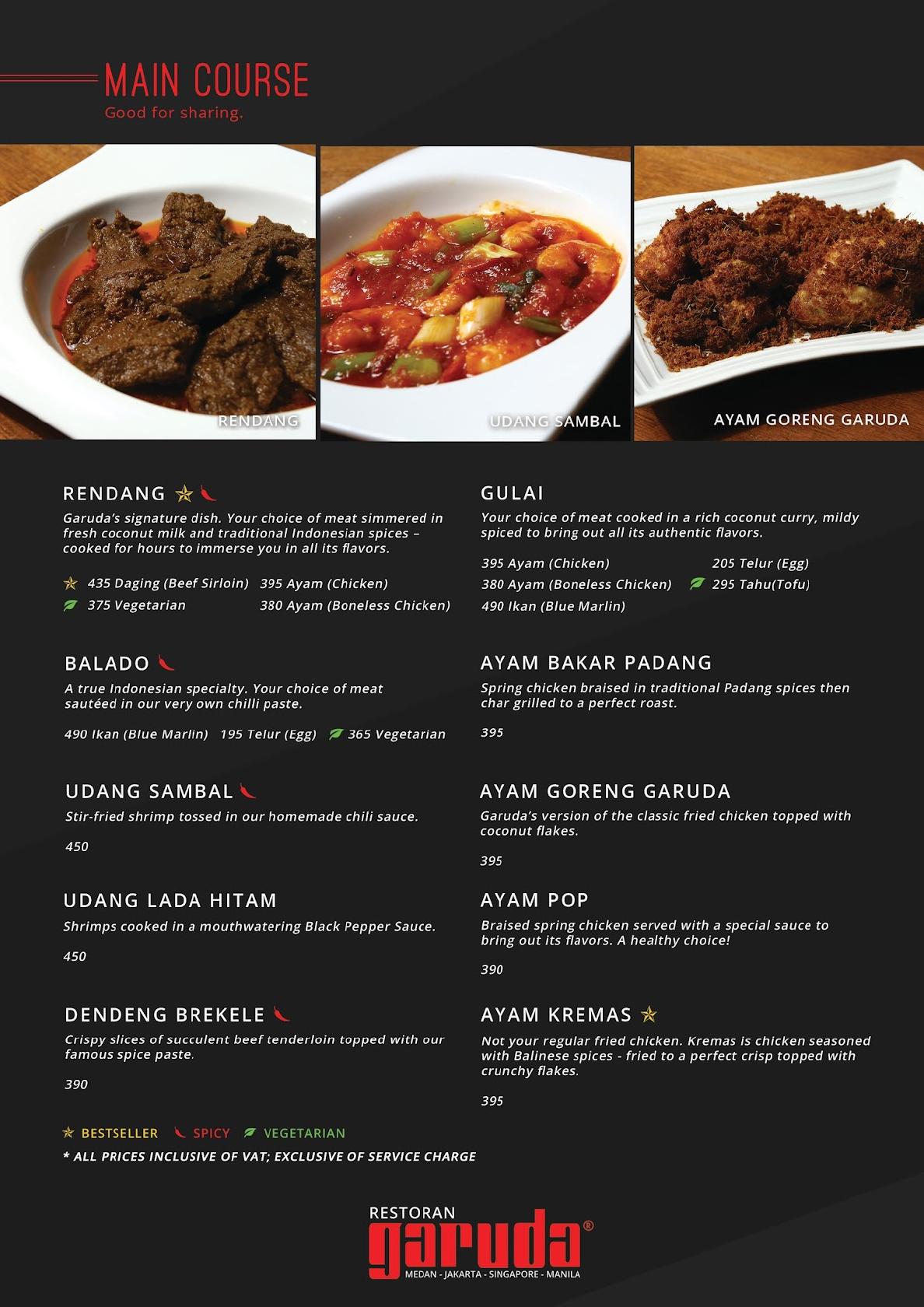 Menu at Restoran Garuda restaurant, Makati, Ground Floor