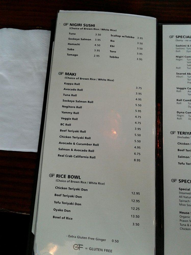 Menu at Iki Japanese Restaurant, Vancouver
