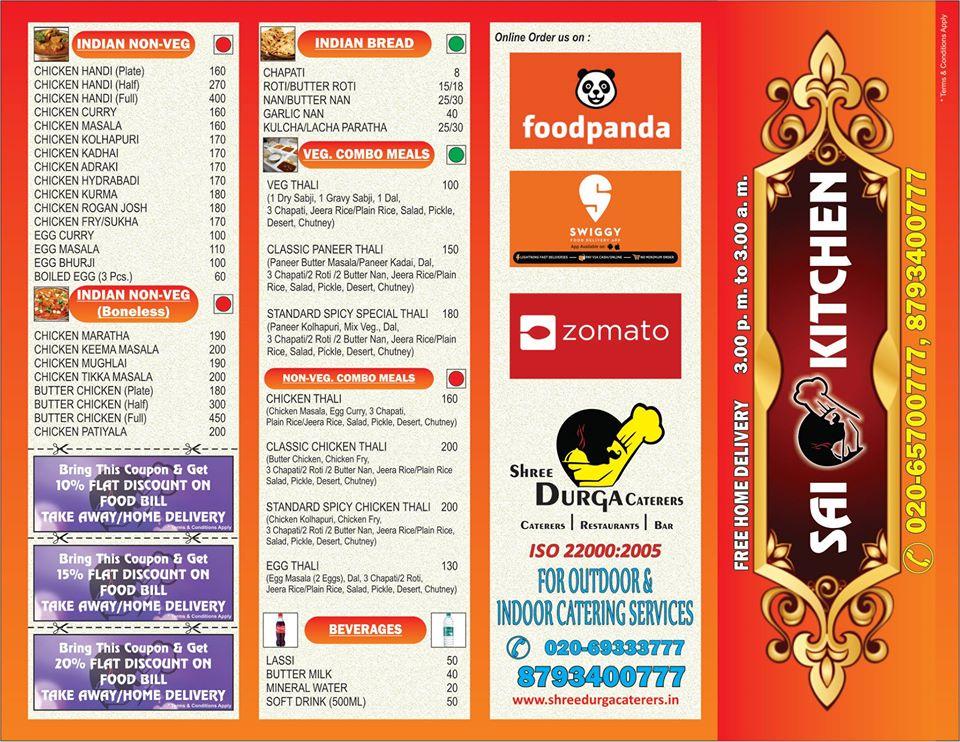 Menu at Sai Kitchen, Dhule